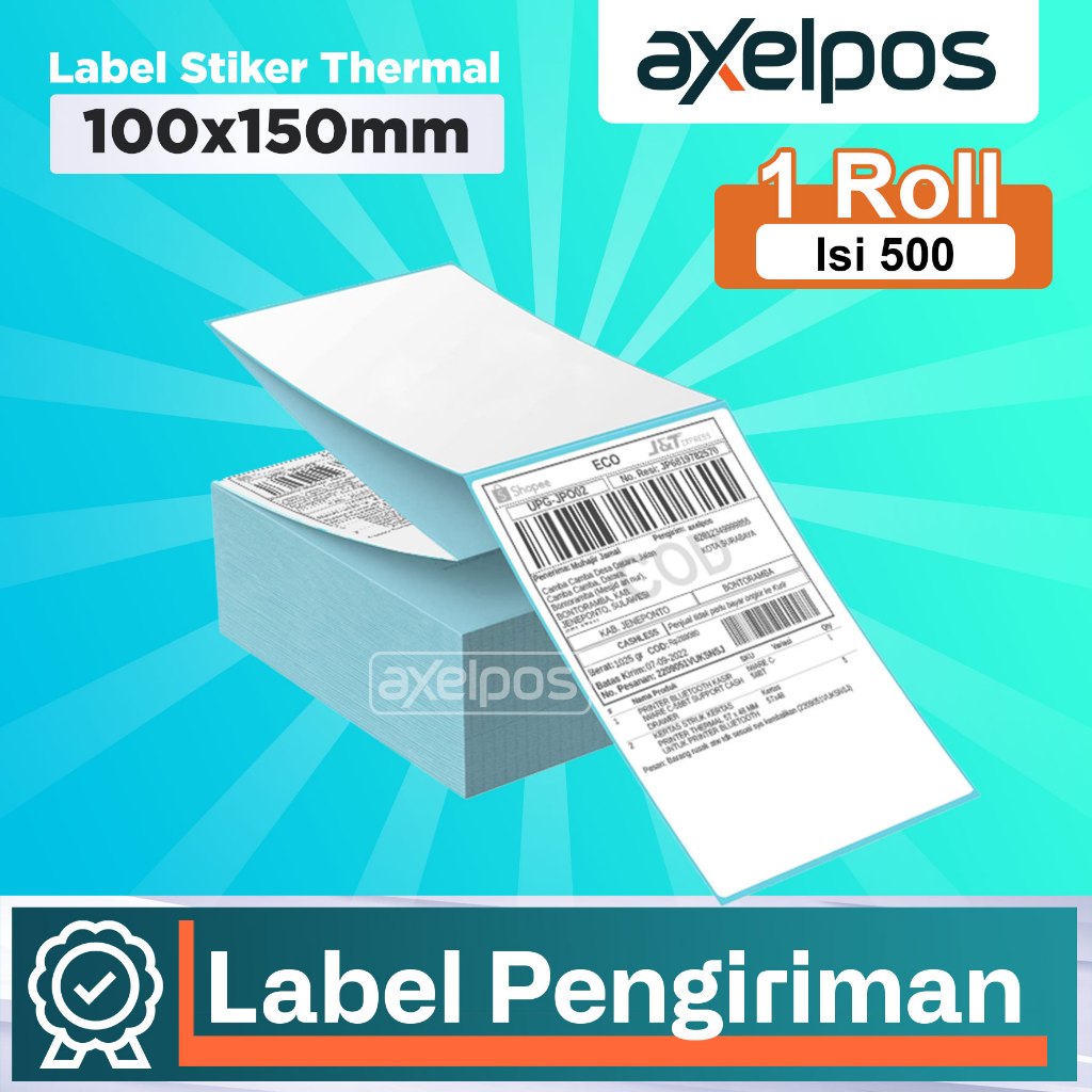 Jual Axelpos Kertas Label Stiker Thermal Barcode 100x150mm Fold / Lipat Isi 500 | Shopee Indonesia