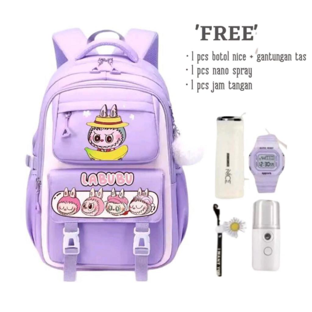 Jual VIRAL LABUBU Tas Sekolah Anak Karakter Boneka LABUBU BANANA Tas Ransel Labubu Untuk TK SD ...