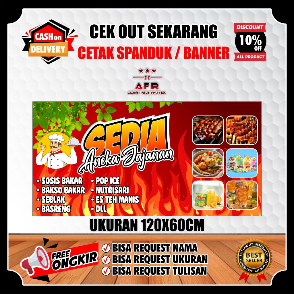 Jual Spanduk/Banner/Backdrop Aneka Jajanan Ukuran 120x60 bisa request ...