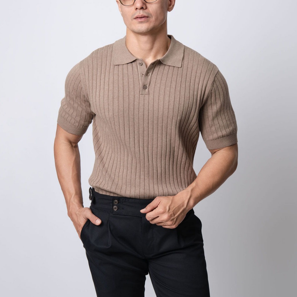 Jual VENGOZ Polo Shirt Rajut Pria - Mens Polo Shirts Striped Knitted ...