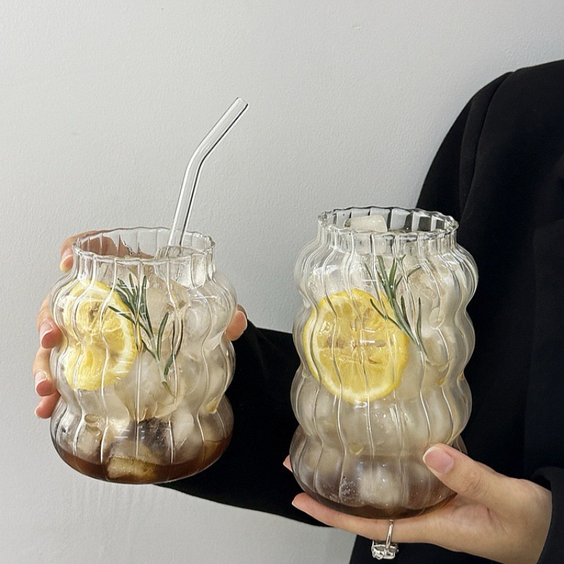 Jual GL 18 SATUAN Gelas Kopi Teh ala Cafe / Gelas Minum Kaca Stripe ...