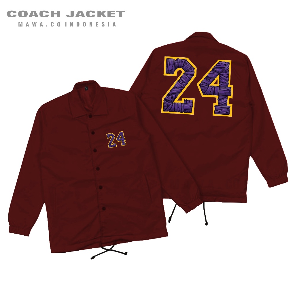 Jual Mawa.co - Jaket Coach Nomor Punggung 24 Jaket Pria Maroon | Shopee ...