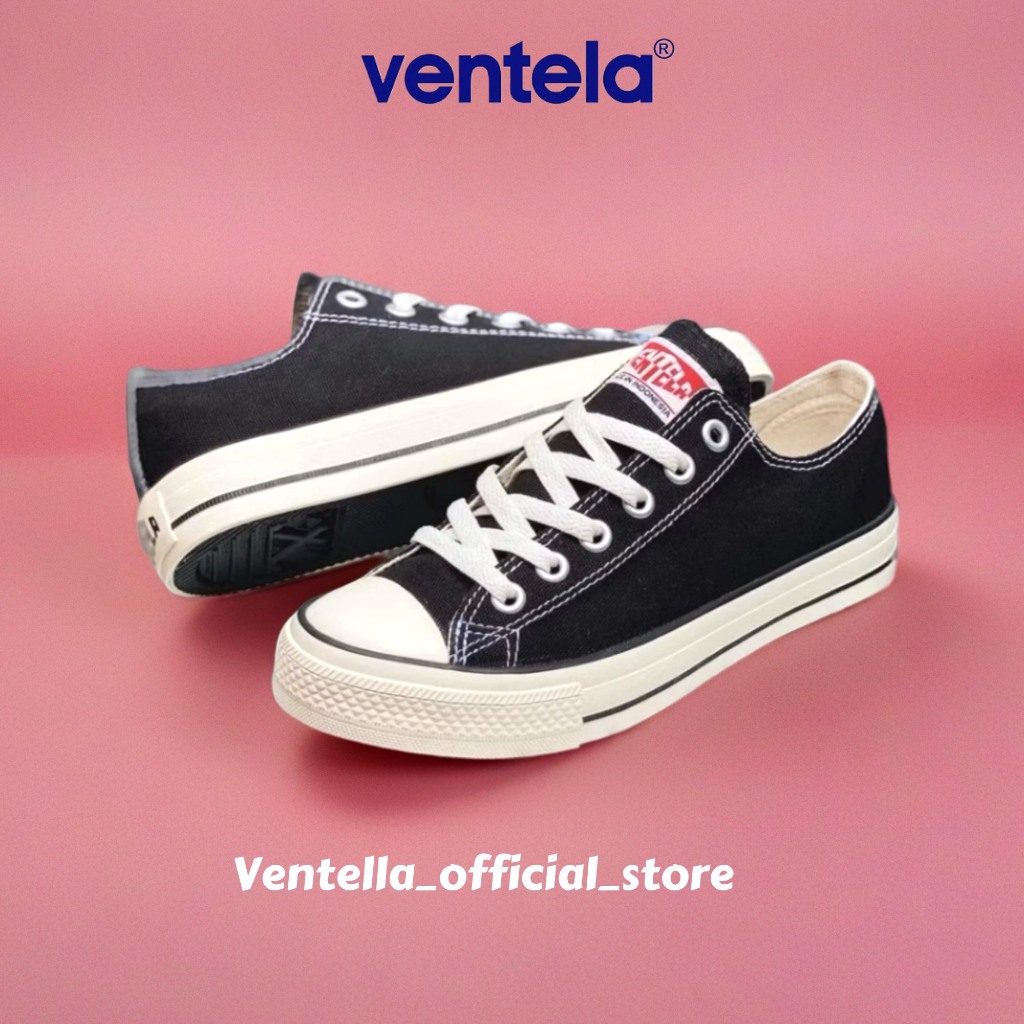 Jual Sepatu Ventela Ethnic Black Natural Low - Sneakers Pria/Wanita Casual Hitam Putih 33-44 ...