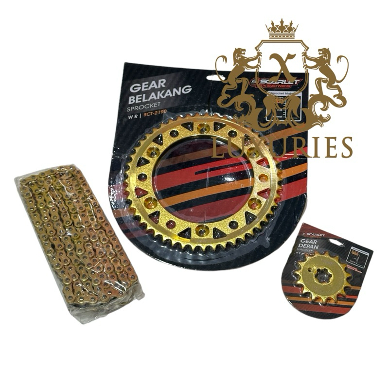 Jual Gear set scarlet mx series supermoto harian CRF 150L gold 45 46 47 ...