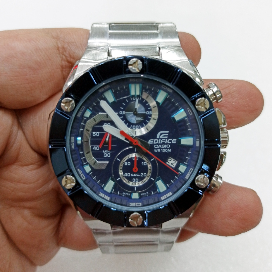 Jual Jam Tangan Pria Casio EDIFICE EFR-569 Chronograph Navy Dial Silver ...