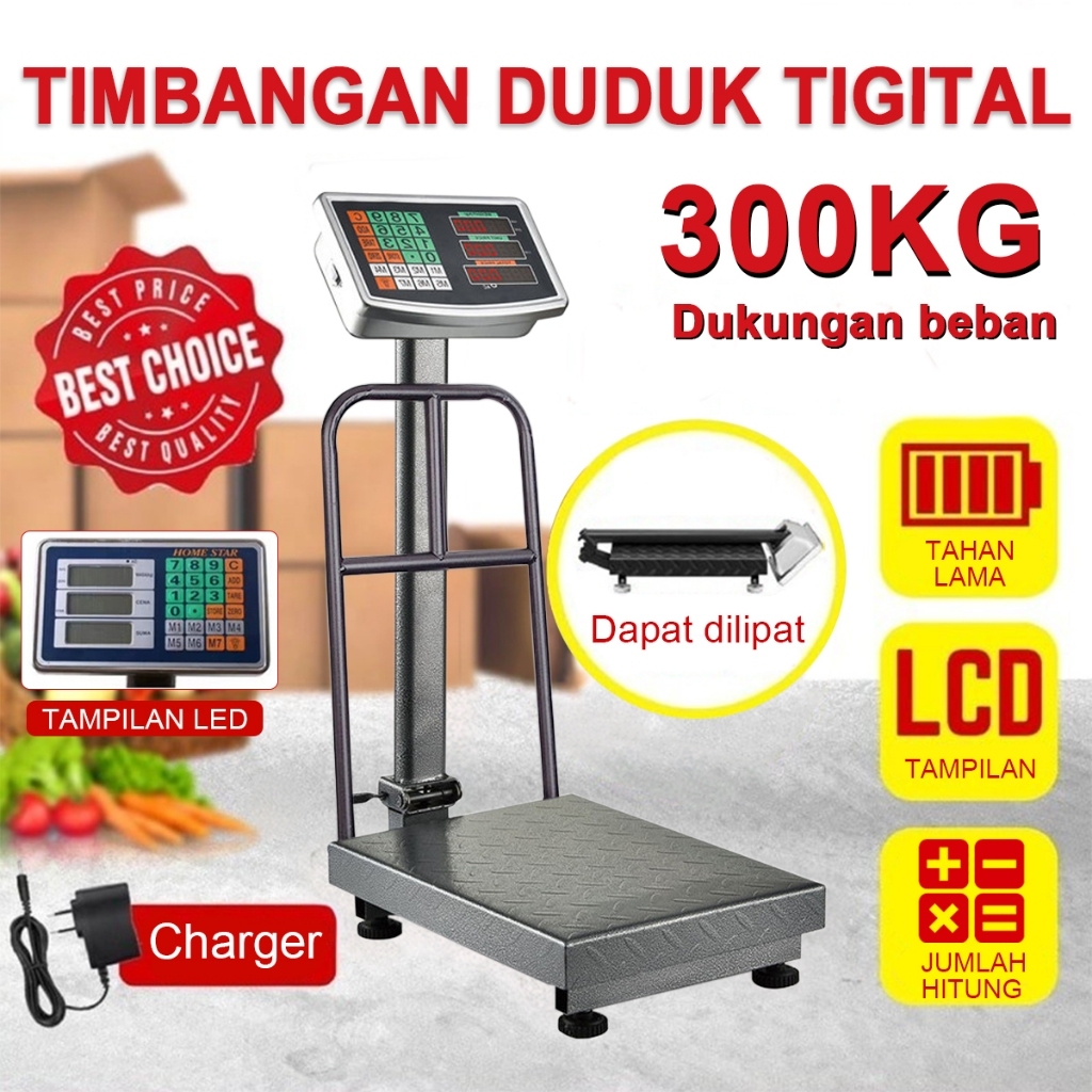 Jual Ber - Timbangan Duduk Digital 300kg / Timbangan Barang / Timbangan Lantai 300 KG/Single ...