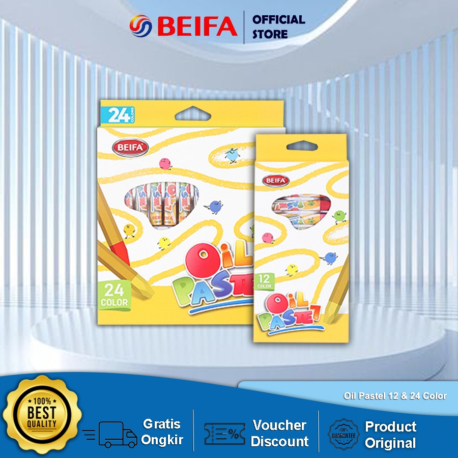 Jual Beifa Oil Pastel DA100 – Krayon Non-Toxic 12/18/24 Warna Cerah ...
