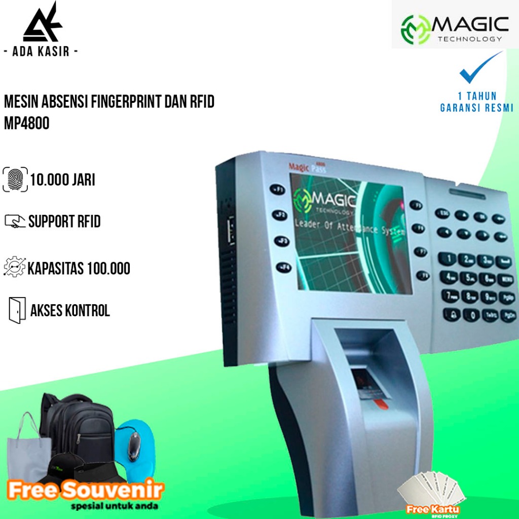 Jual Mesin Absensi Fingerprint Dan Kartu RFID MAGIC MP4800 Bisa Sebagai Akses Kontrol Pintu ...