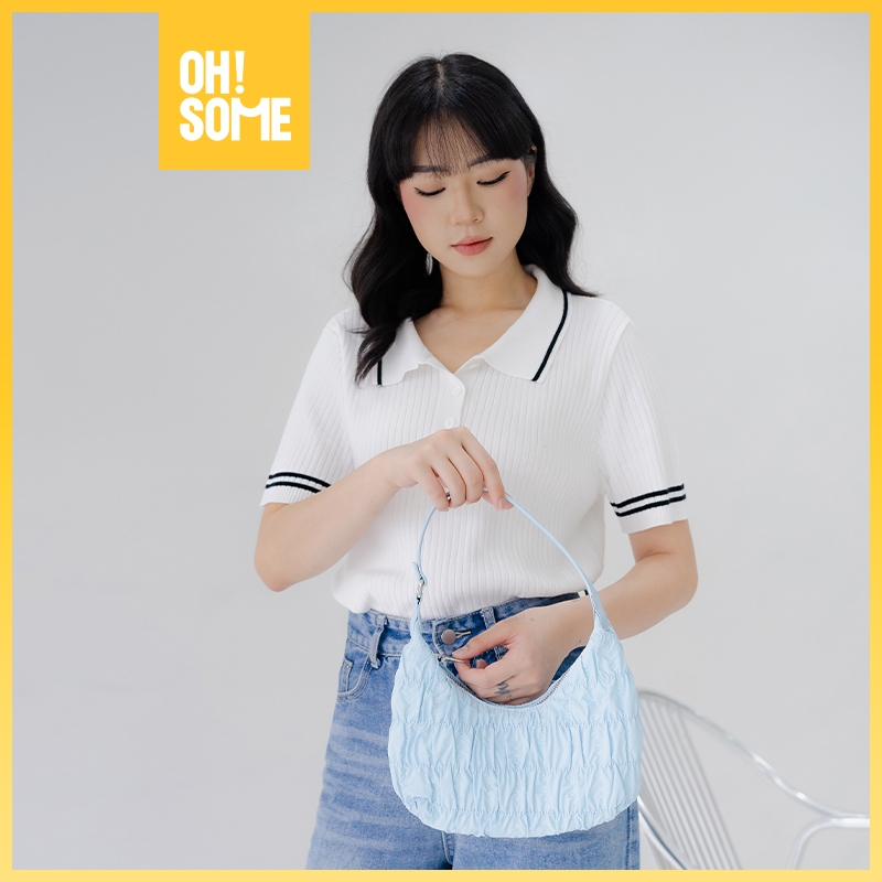 Jual OHSOME - Egradable French Fold Should Bag/Cloud Bag/Blue/White ...