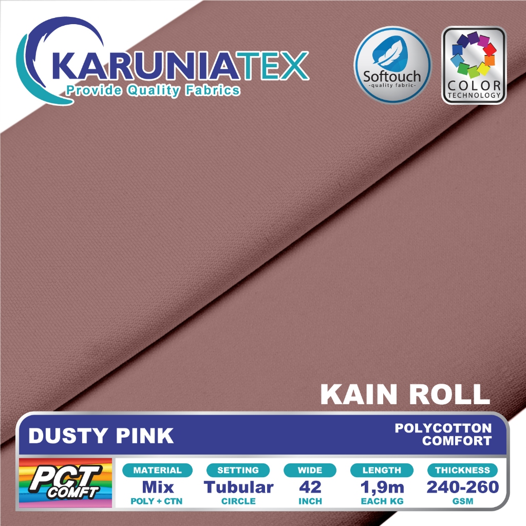 Jual Kain Polycotton Comfort Rollan | Dusty Pink | Karunia Textile ...