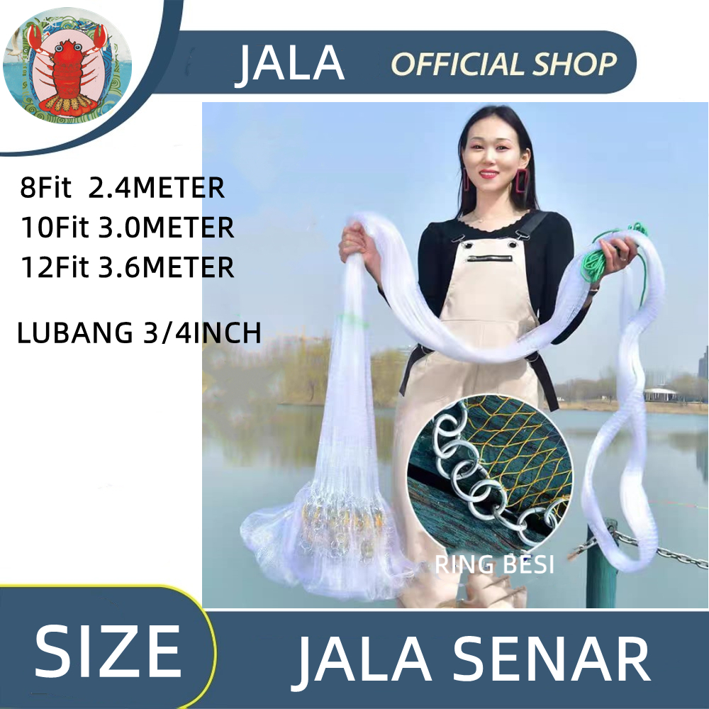Jual Jala ikan lempar 3/4' senar 0.25 tinggi 10fit/jala senar bahan ...