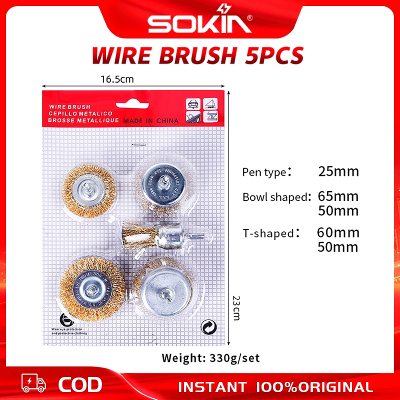 Jual SOKIN Tools Mata bor sikat kawat besi set 3-5 pcs wire brush bor ...