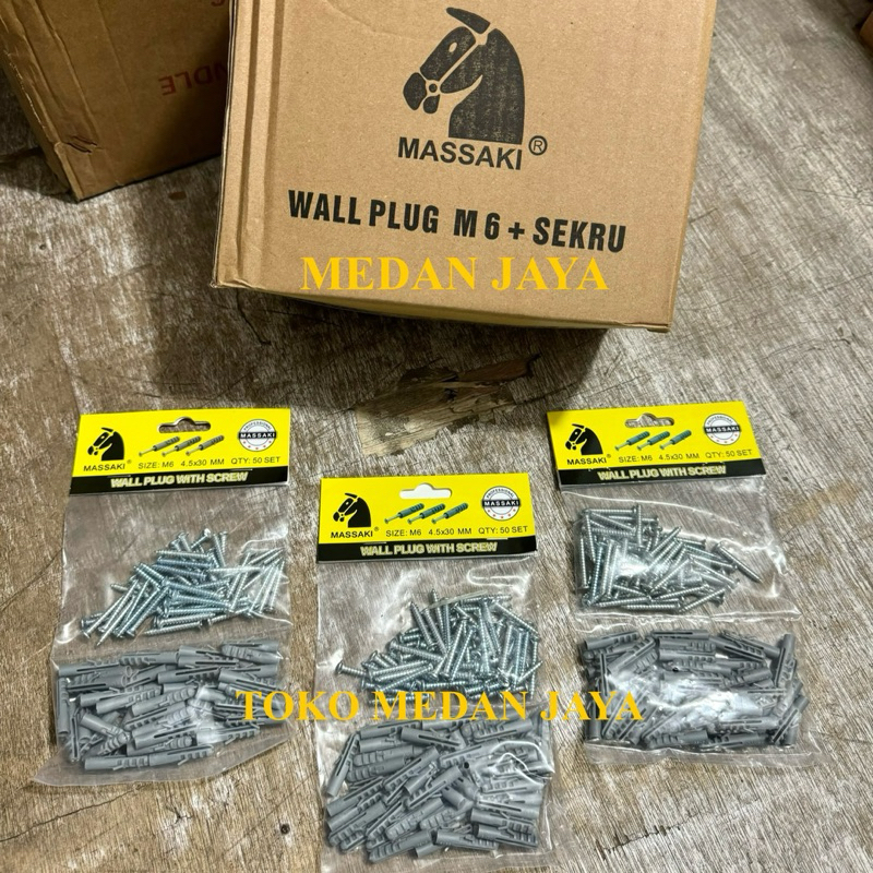 Jual FISHER + SEKRUP SET S6 4.5 X 30 MM MASSAKI FISER + SKRUP WALL PLUG WITH SCREW SET 1 SET ISI ...
