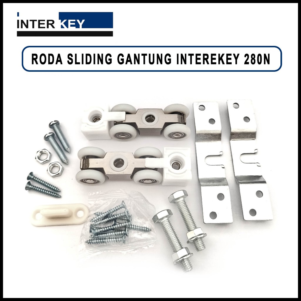 Jual Roda Sliding Gantung Rel Aluminium Pintu Geser INTERKEY TH280-4NWL SSS | Shopee Indonesia