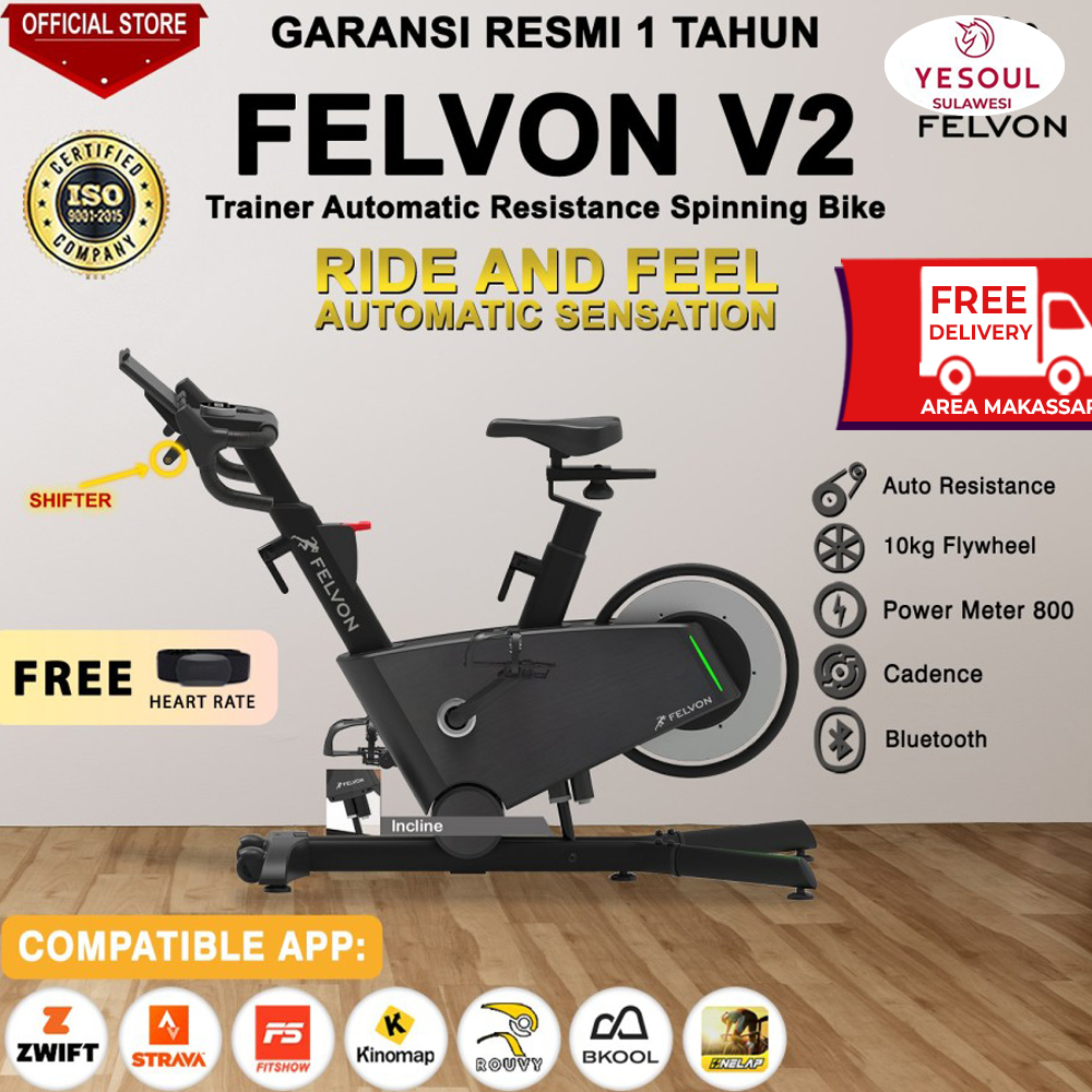 Jual Felvon V2 Trainer Automatic Resistance Spinning Bike Sepeda Statis ...