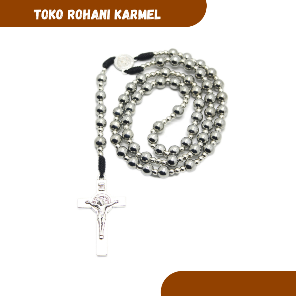 Jual ROSARIO BENEDICT SILVER 8 MM / ROSARIO BENEDIKTUS SILVER 8 MM / KALUNG ROSARIO BENEDICT ...