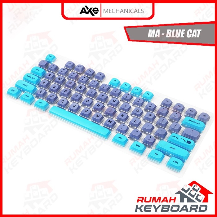 Jual KEYCAP - KEYCAPS - MA - BLUE CAT - PBT - DYE SUB - BLUE - 125 KEYS ...