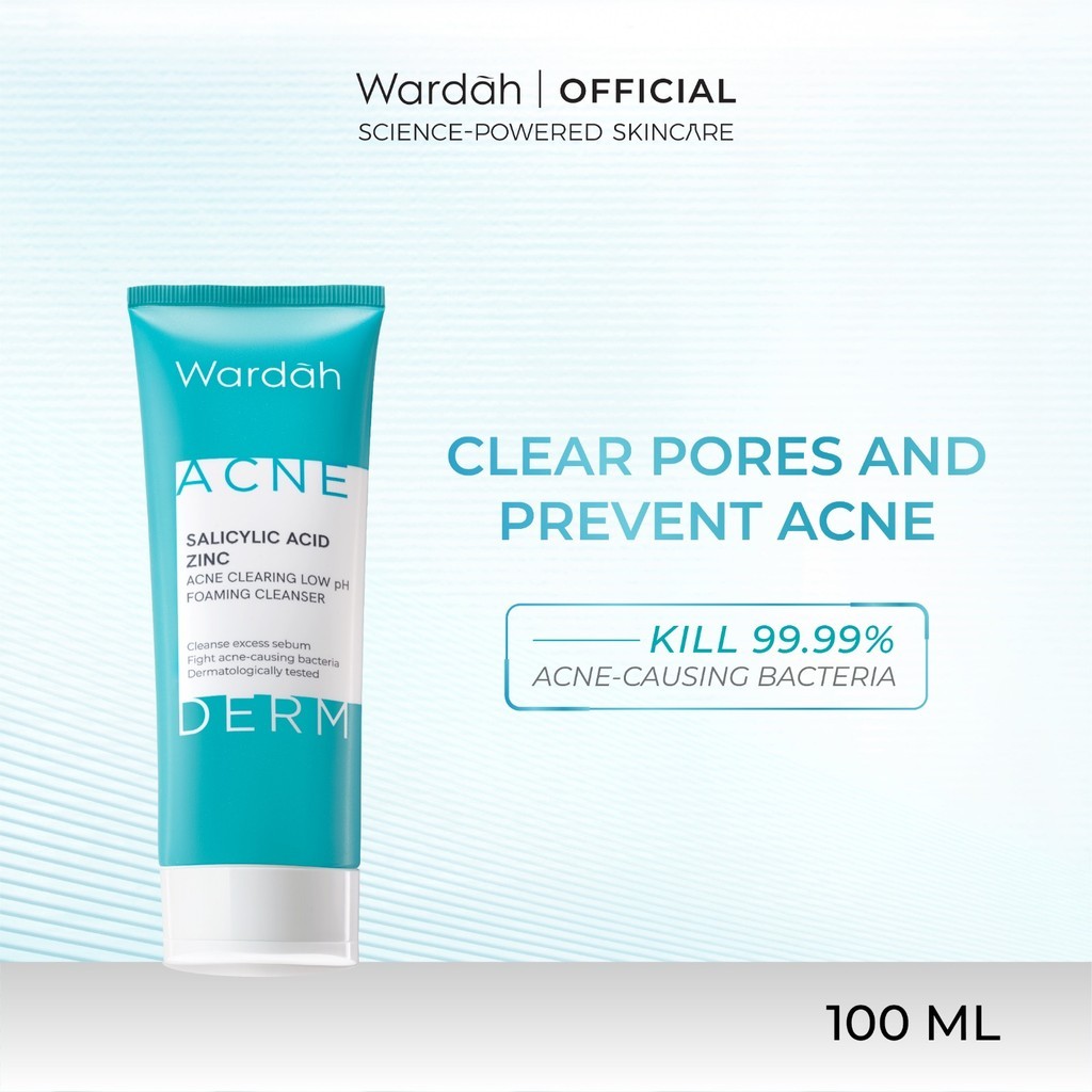 Jual Wardah Acnederm Salicylic Acid Zinc Acne Clearing Low pH Foaming ...