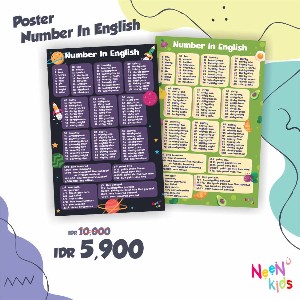 Jual Neenkids Poster Mainan Edukasi Anak Mengenal Angka Dalam Bahasa ...