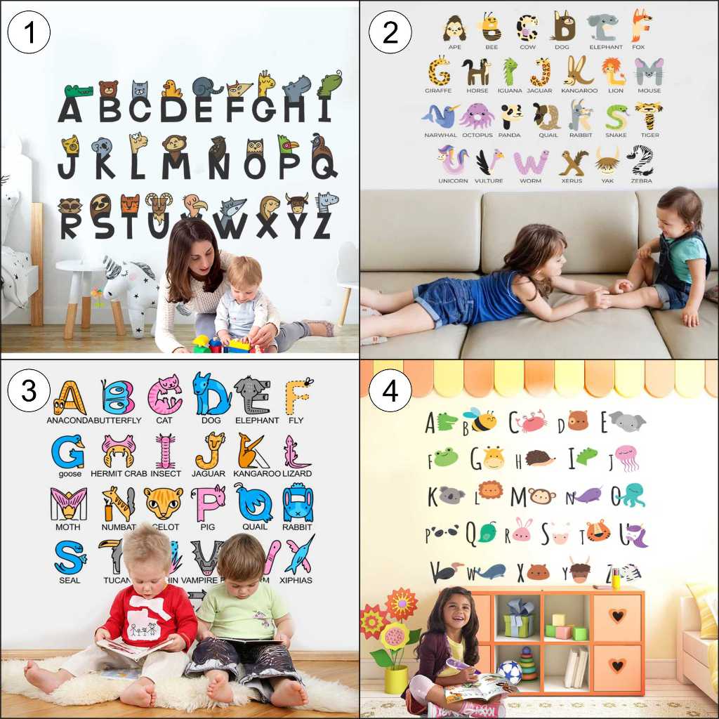 Jual Semesta Wall Sticker Abjad Animal Hewan Anak Study Stiker Dinding ...