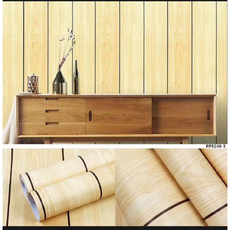 Jual Wallpaper Dinding Sticker Motif Kayu cream Ukuran 45cmx10m wallsticker Premium Pvc Motif ...