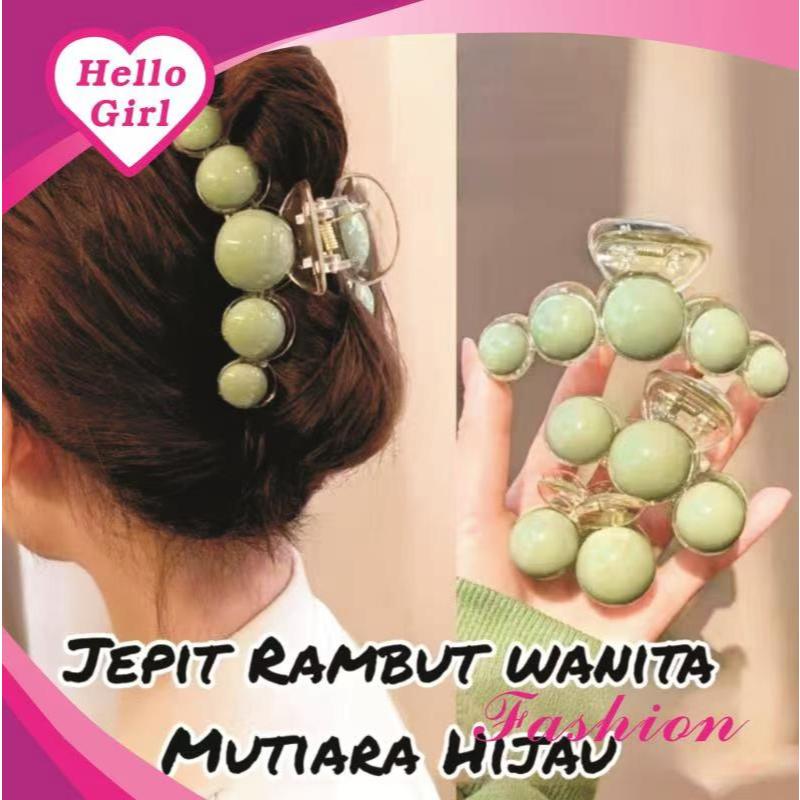 Jual (Hello Girl)F389 Jepit Jedai Rambut Wanita Motif Mutiara Hijau Gaya Korea Import | Shopee ...