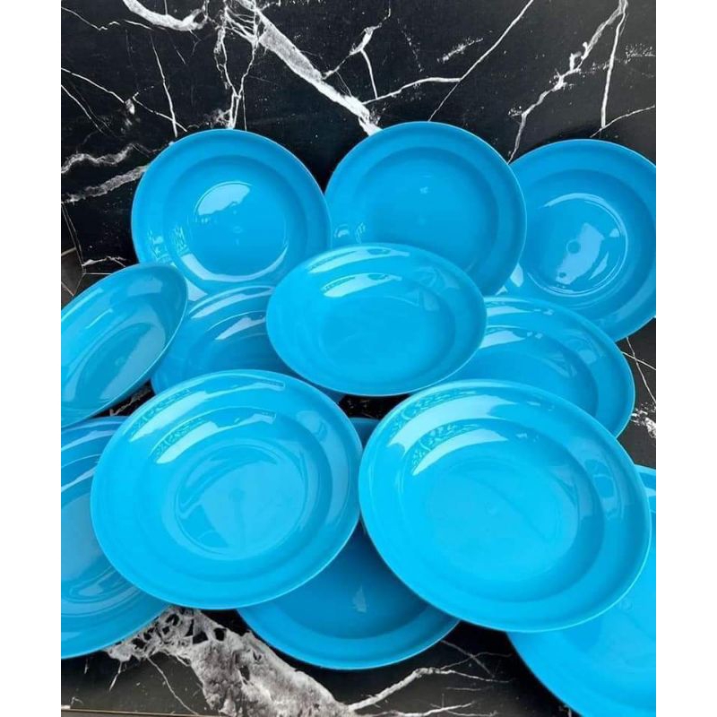 Jual 12pcs Piring Makan Plastik Ukuran 9 Inchi Warna Warni ( Harga 1 ...