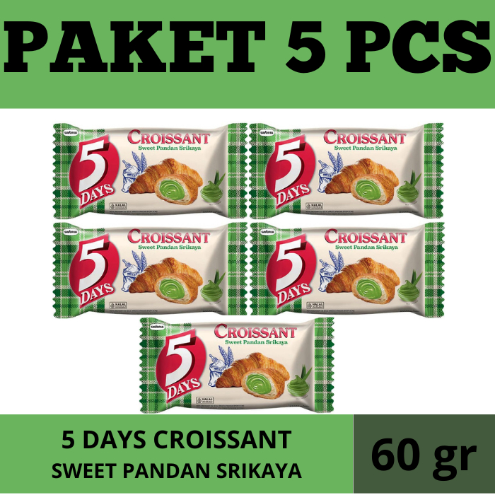 Jual 5 Days Croissant Pandan Srikaya - Roti Croisant Isi Pandan Srikaya ...