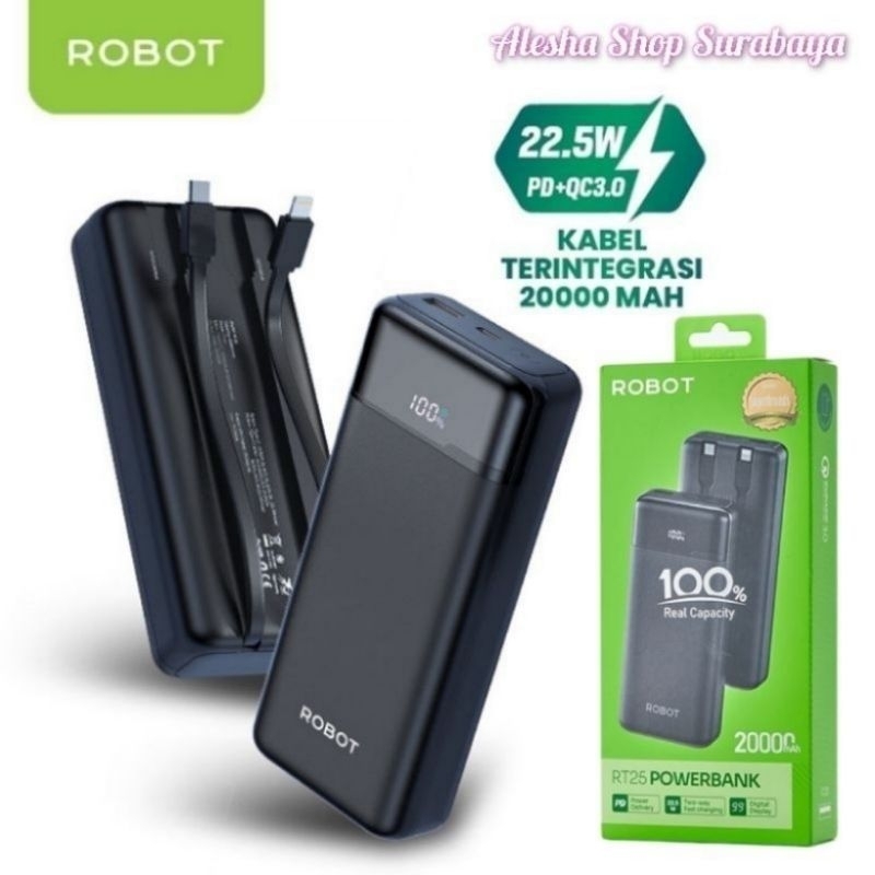 Jual [GARANSI] ROBOT RT25 PowerBank 20000mah Fast Charging PD 22.5W QC ...