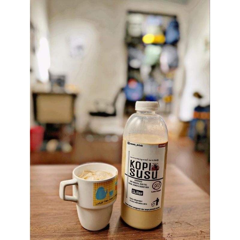 Jual KOPI SUSU / KOPI SUSU LESS SUGAR MINUMAN KEMASAN BOTOL 1Liter ...