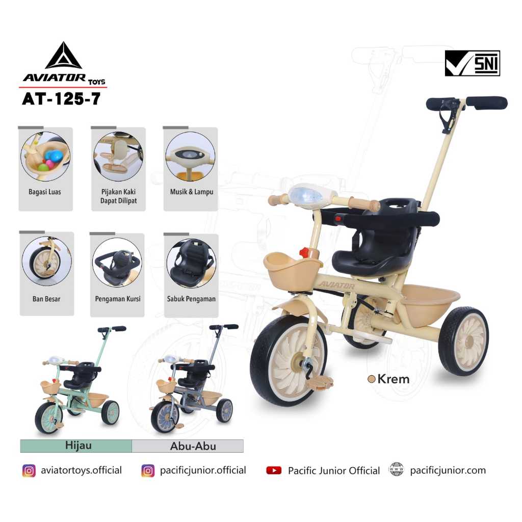 Jual GOSEND Sepeda Dorong Anak Tiga Roda Tricycle Aviator Brown ...