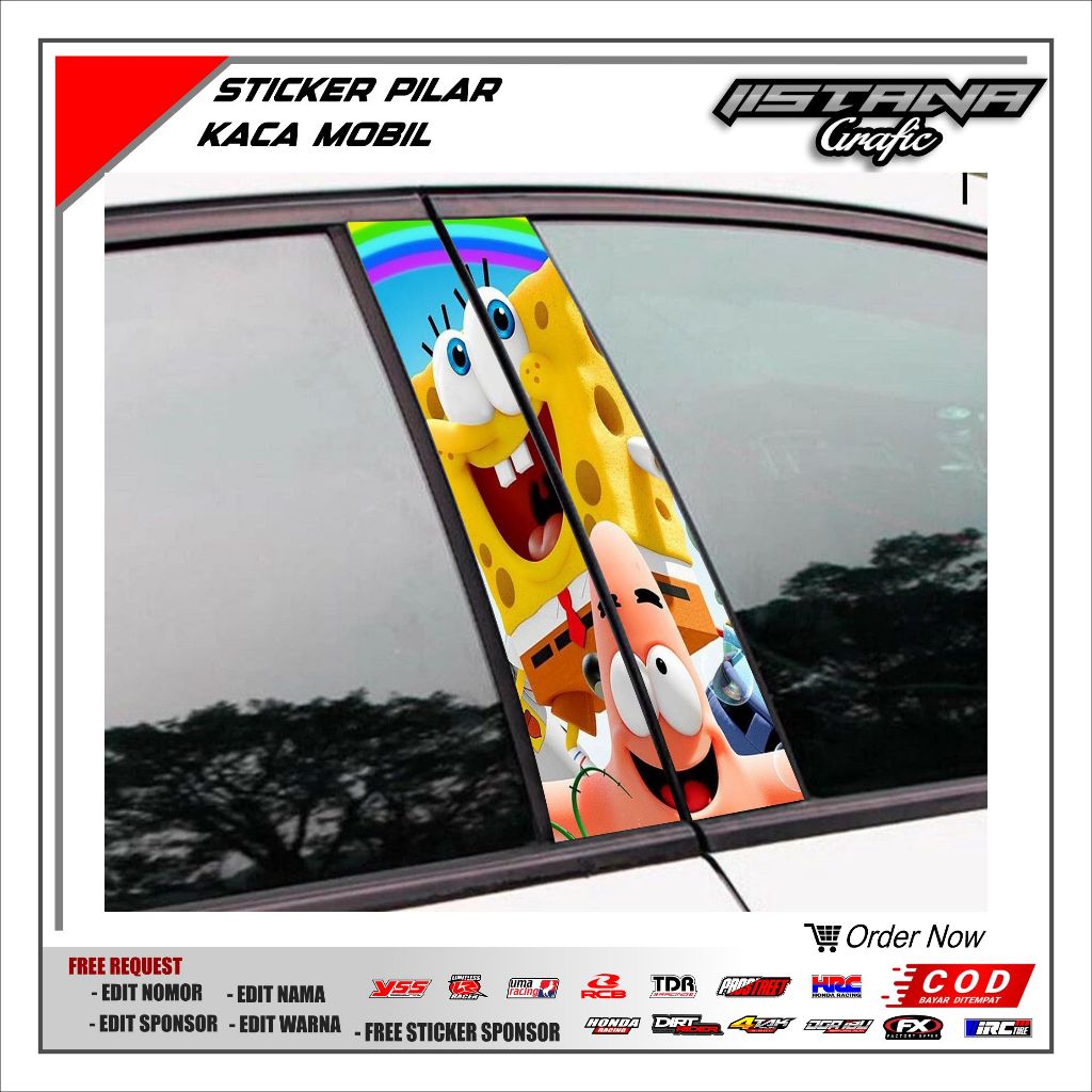 Jual Sticker Pilar Kaca Mobil Universal SPONGEBOB SQUAREPANTS bisa ...