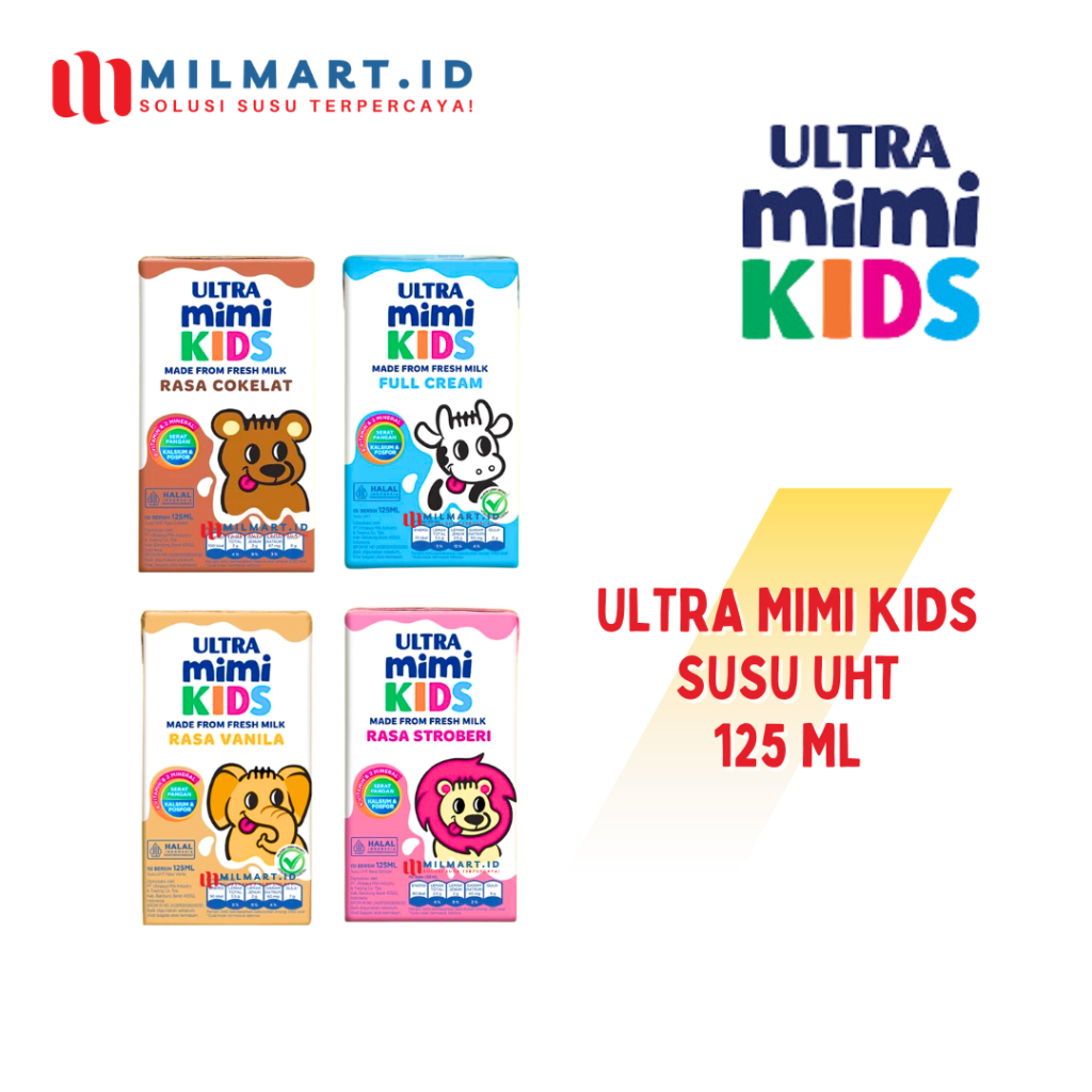 Jual ULTRA MIMI 125ML SUSU UHT CAIR ULTRA COKELAT/STRAWBERRY/FULL CREAM/VANILA | Shopee Indonesia