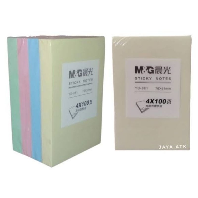 Jual STICKY NOTES MEMO TEMPEL 76x51 WARNA PASTEL 400 LBR M&G YD-981 ...
