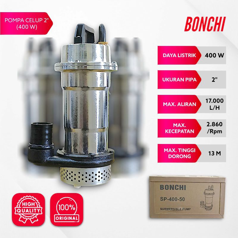 Jual NEW!!! Pompa Celup Air Bersih / Kotor Submersible Pump 2 inch BONCHI SP-400-50 | Shopee ...