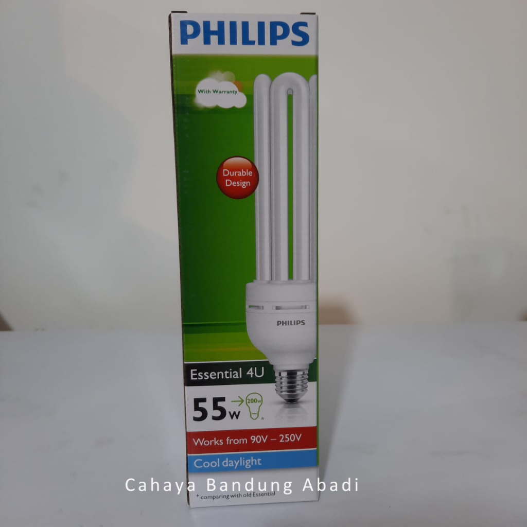 Jual Lampu Philips Essential 4U 55W 55 Watt Putih Cool Daylight 6500K E27 | Shopee Indonesia