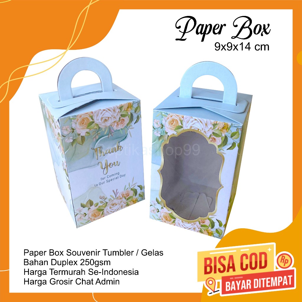 Jual Box Souvenir 9x9x14 Dus Paper Botol Kotak Mika Pernikahan Duplex ...