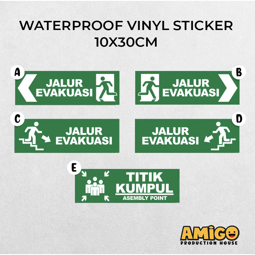 Jual Sticker Jalur Evakuasi Waterproof Stiker Titik Kumpul Stiker K3 Safety | Shopee Indonesia