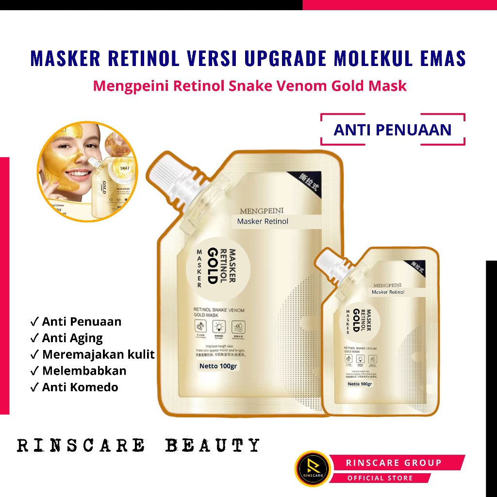 Jual [ MENGPEINI RETINOL GOLD ] Retinol Snake Venom Gold Mask MENGPEINI ...