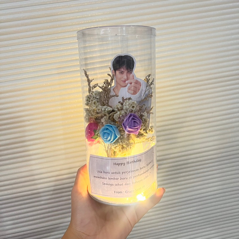 Jual tabung hadiah hiasan pajangan plastik mika bunga dried flower ...