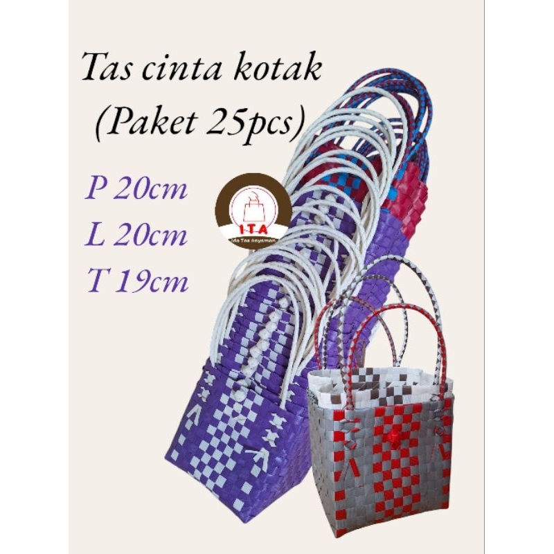Jual Tas anyaman plastik/TAS CINTA KOTAK paket 25 pcs/tas jinijng/tas ...