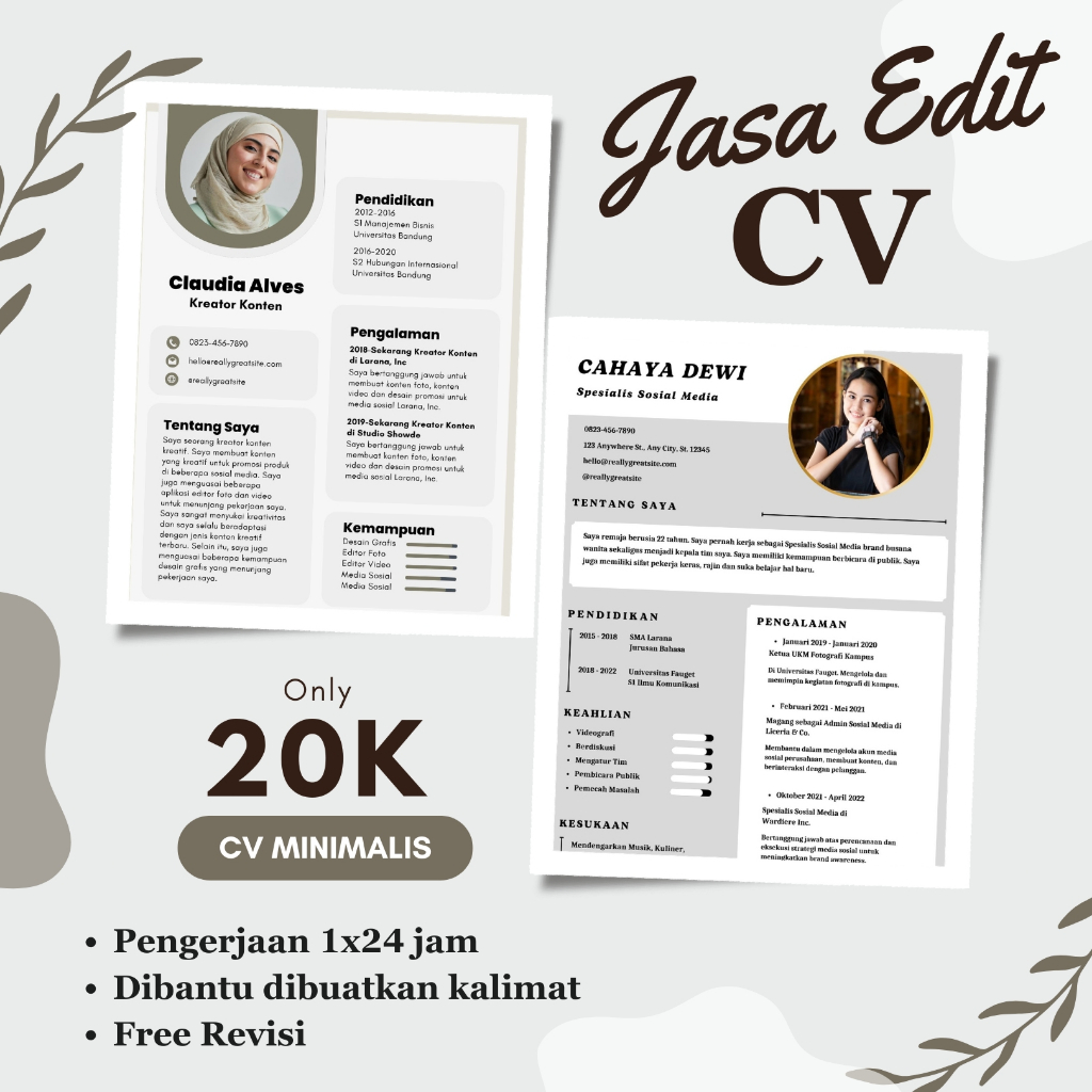 Jual Desain CV dan Surat lamaran Kerja | Curriculum Vitae | Resume ...