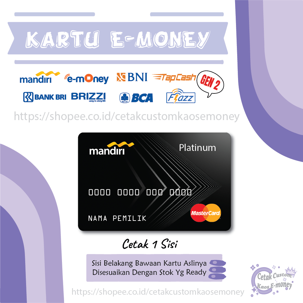 Jual KARTU E MONEY E TOLL MANDIRI MASTERCARD PLATINUM BLACK CARD EMONEY ...