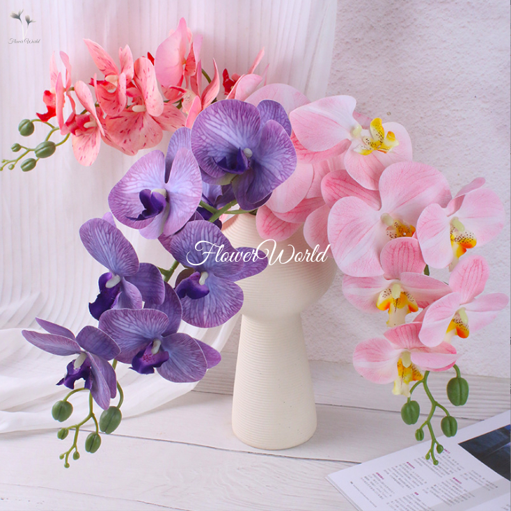 Jual [FlowerWorld]Bunga Anggrek 3D Kain Frosted Pastel 9 Kuntum Jumbo ...