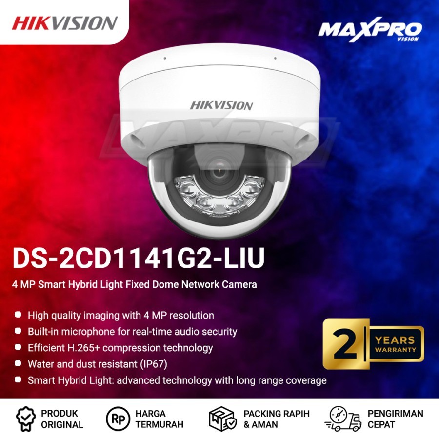 Jual DS-2CD1141G2-LIU - HIKVISION IP 4MP SMART HYBRID LIGHT AUDIO DOME CAMERA | Shopee Indonesia