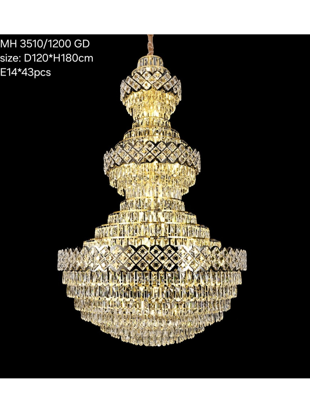 Jual Apollo Lighting Lampu Hias Gantung Full Kristal Void Arm Gold ...