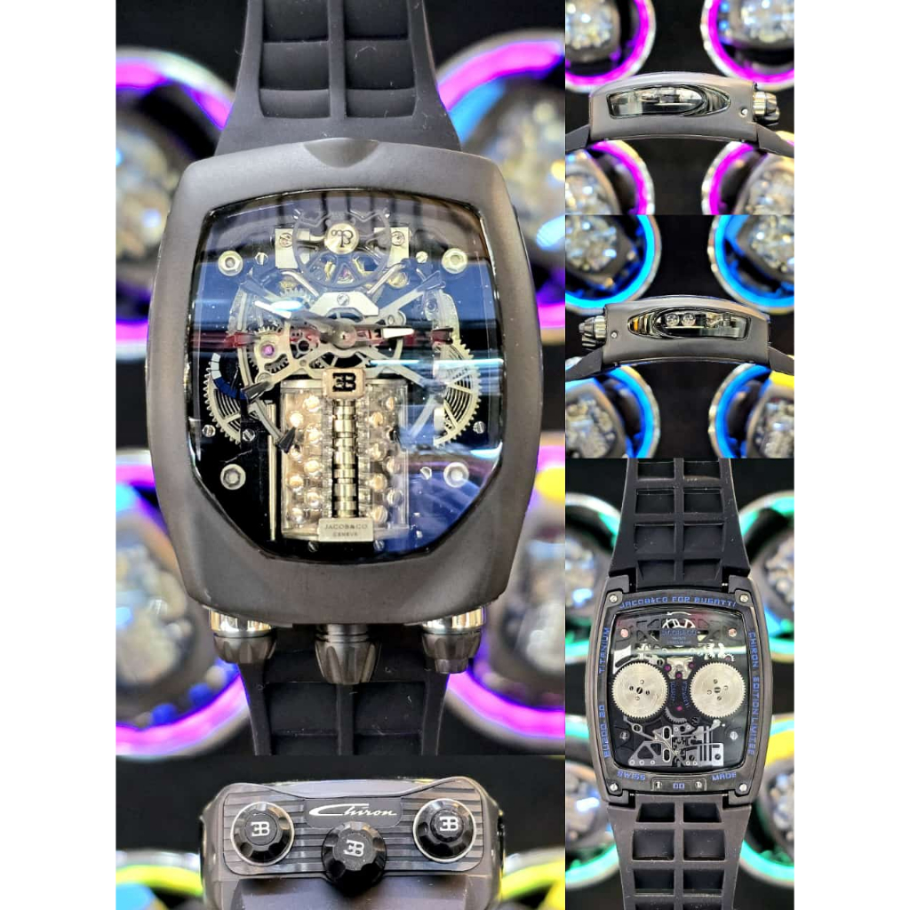 Jual Jam Tangan Luxury Jacob & Co Bugatti Chiron Swiss Automatic Black ...