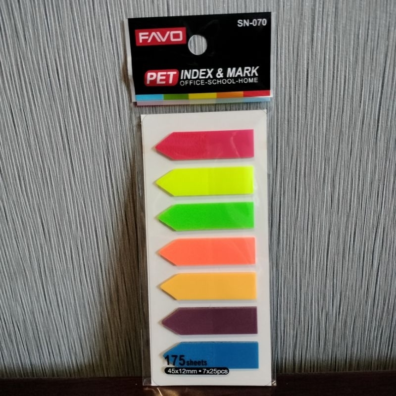 Jual Sticky Notes Panah SN-070 Favo Polos 7 Warna Plastik (per 1 ...