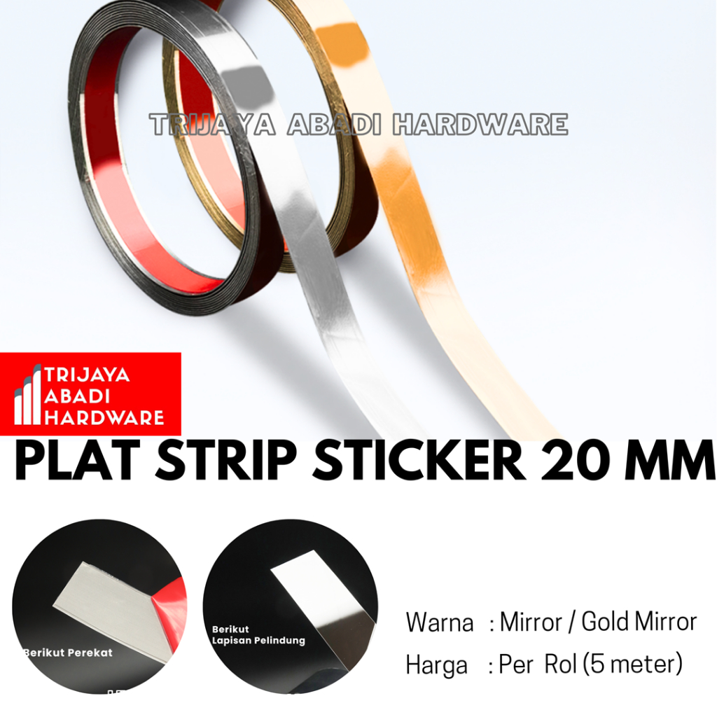 Jual List Plat Strip 20 mm Sticker SS Mirror / Gold Lis Kabinet Lemari ...