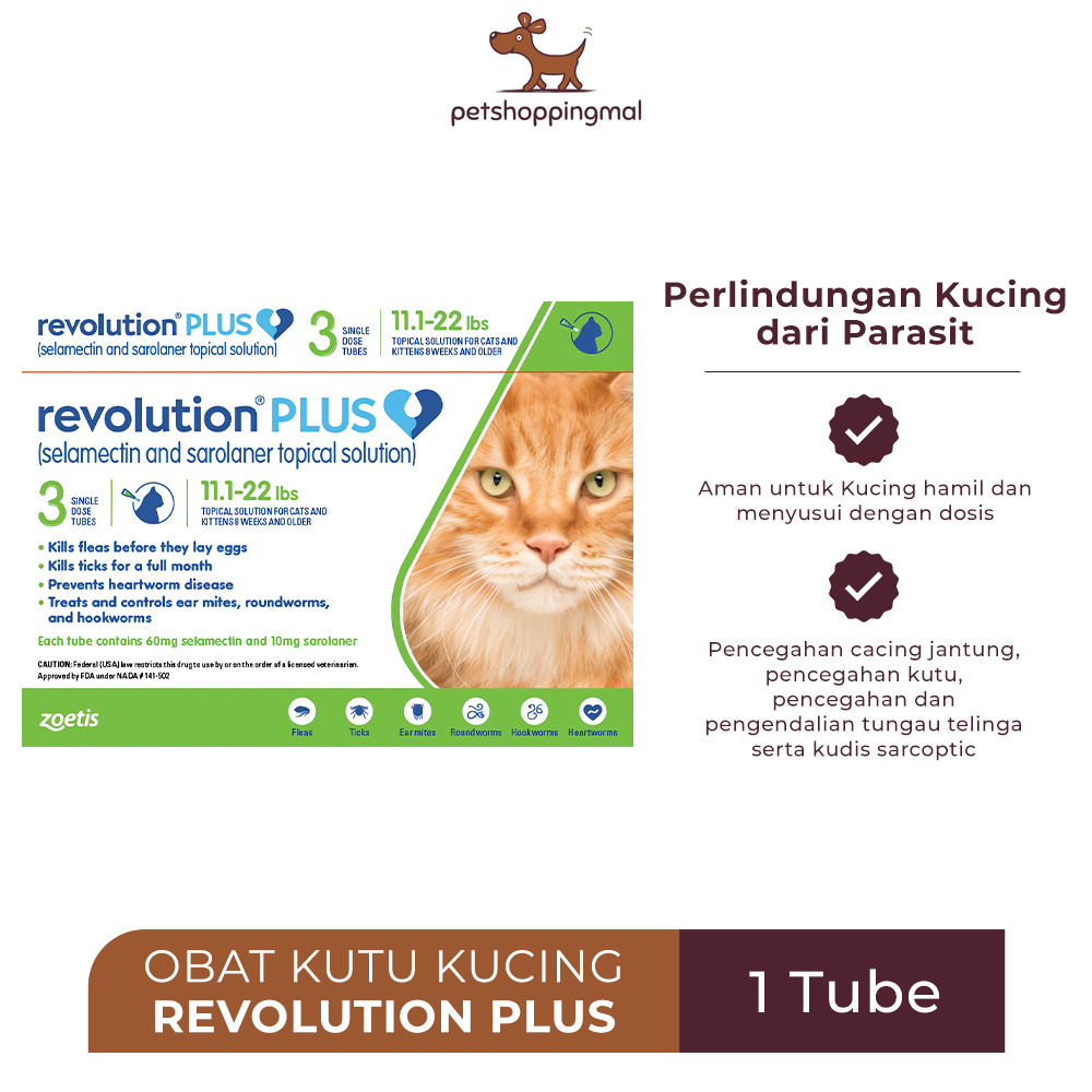 Jual Revolution Plus Obat Kutu Kucing untuk Berat 5-10kg - Atasi Kutu, Cacing & Heartworm ...